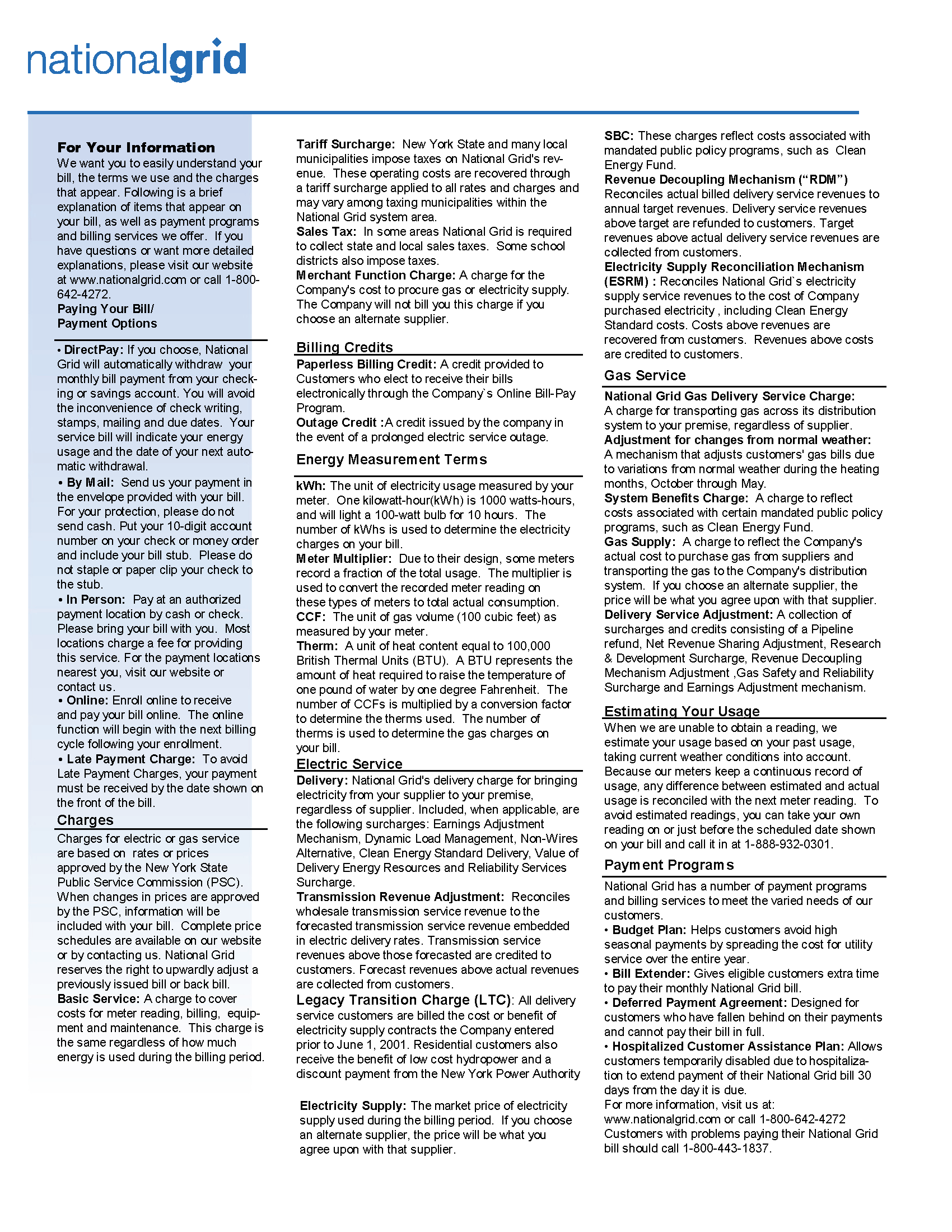 Basic Bill - Electric | National Grid