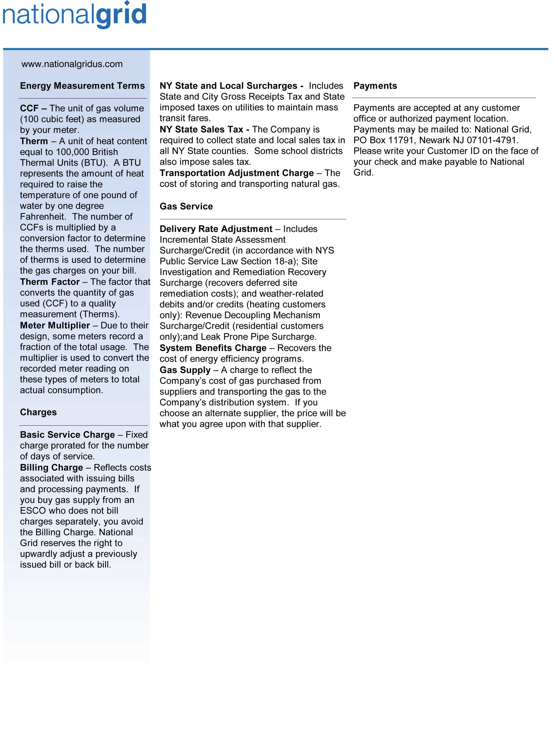 Understanding Our Bills and Charges | National Grid